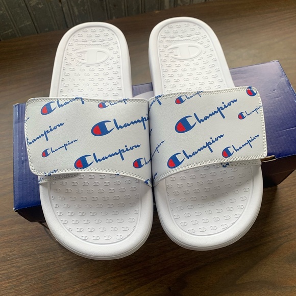 Champion | Shoes | New Mens Champion Athletic Slide White Logo | Poshmark